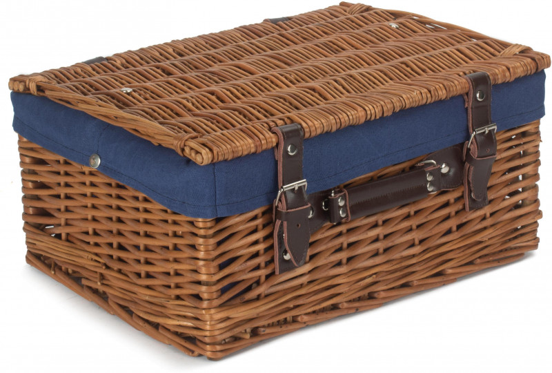 16" Double Steamed Hamper With Navy Blue Lining - Empty Hampers