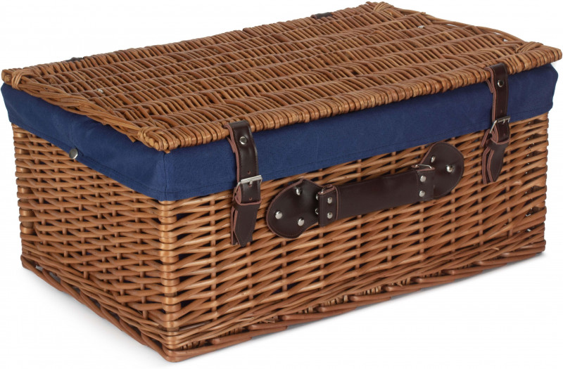 22" Double Steamed Hamper With Navy Blue Lining - Empty Hampers