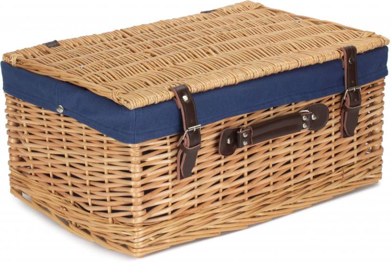 20" Buff Hamper With Navy Blue Lining - Empty Hampers