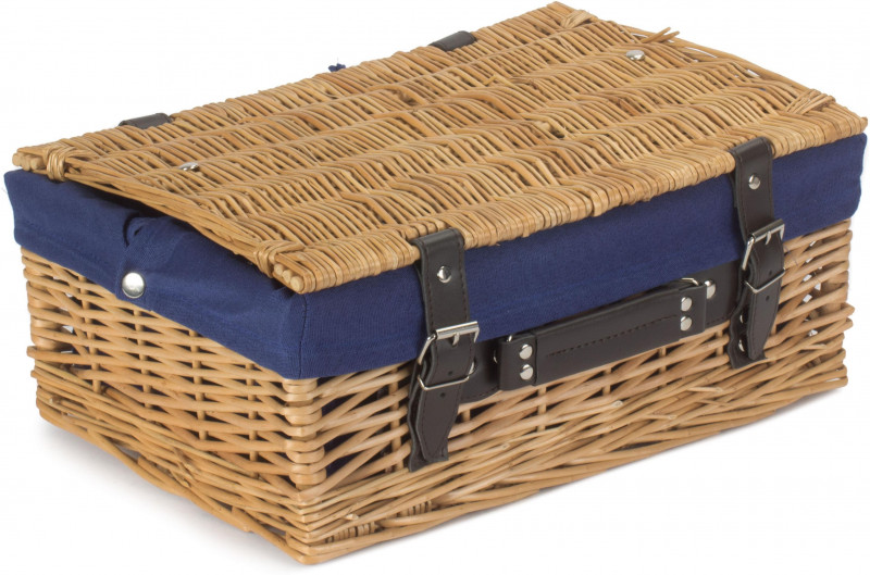14" Wicker Hamper With Navy Blue Lining - Empty Hampers