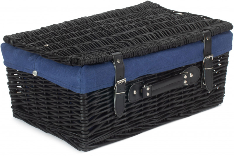 18" Black Hamper With Navy Blue Lining - Empty Hampers