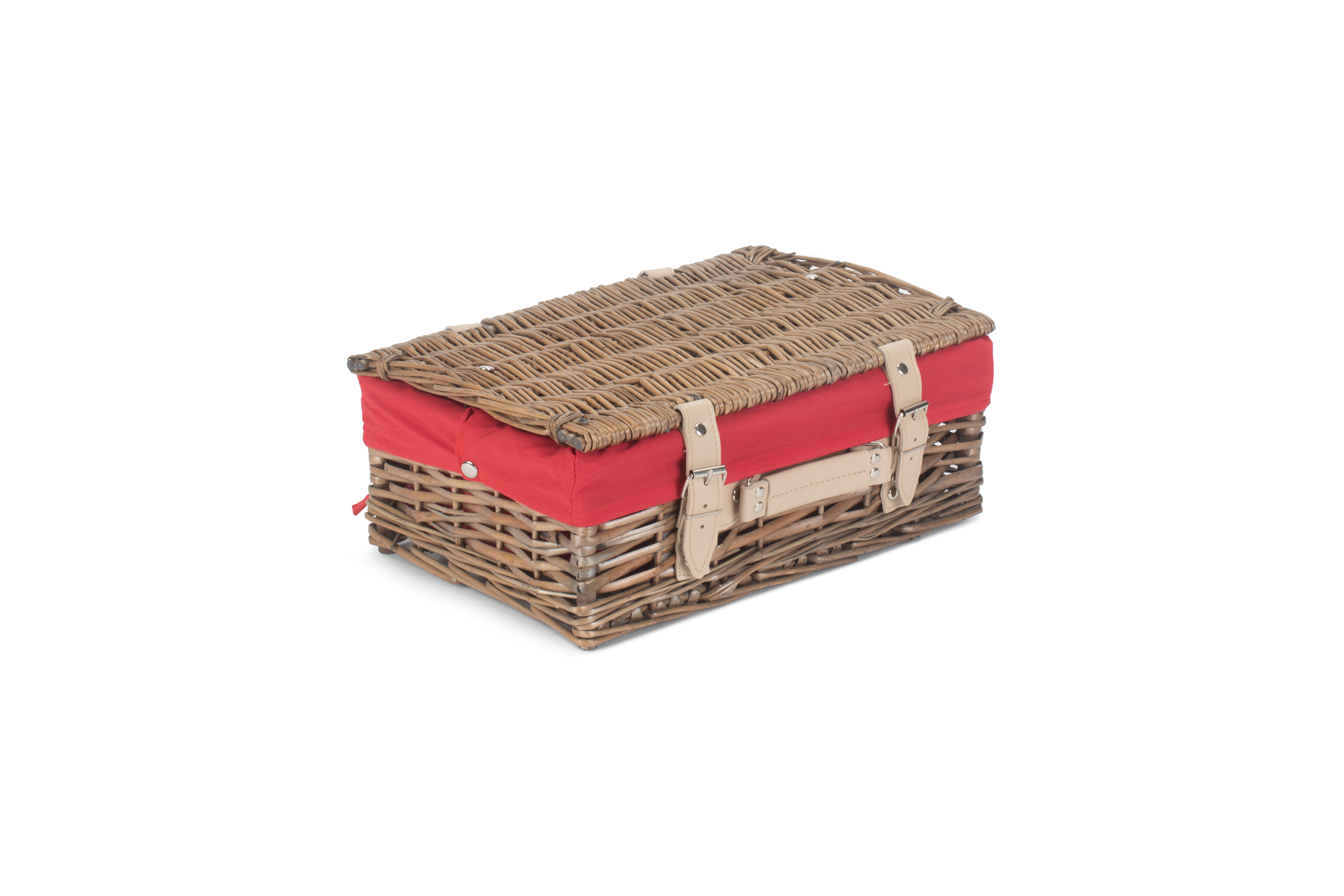 14" Antique Wash Split Willow Hamper With Red Lining - Empty Hampers