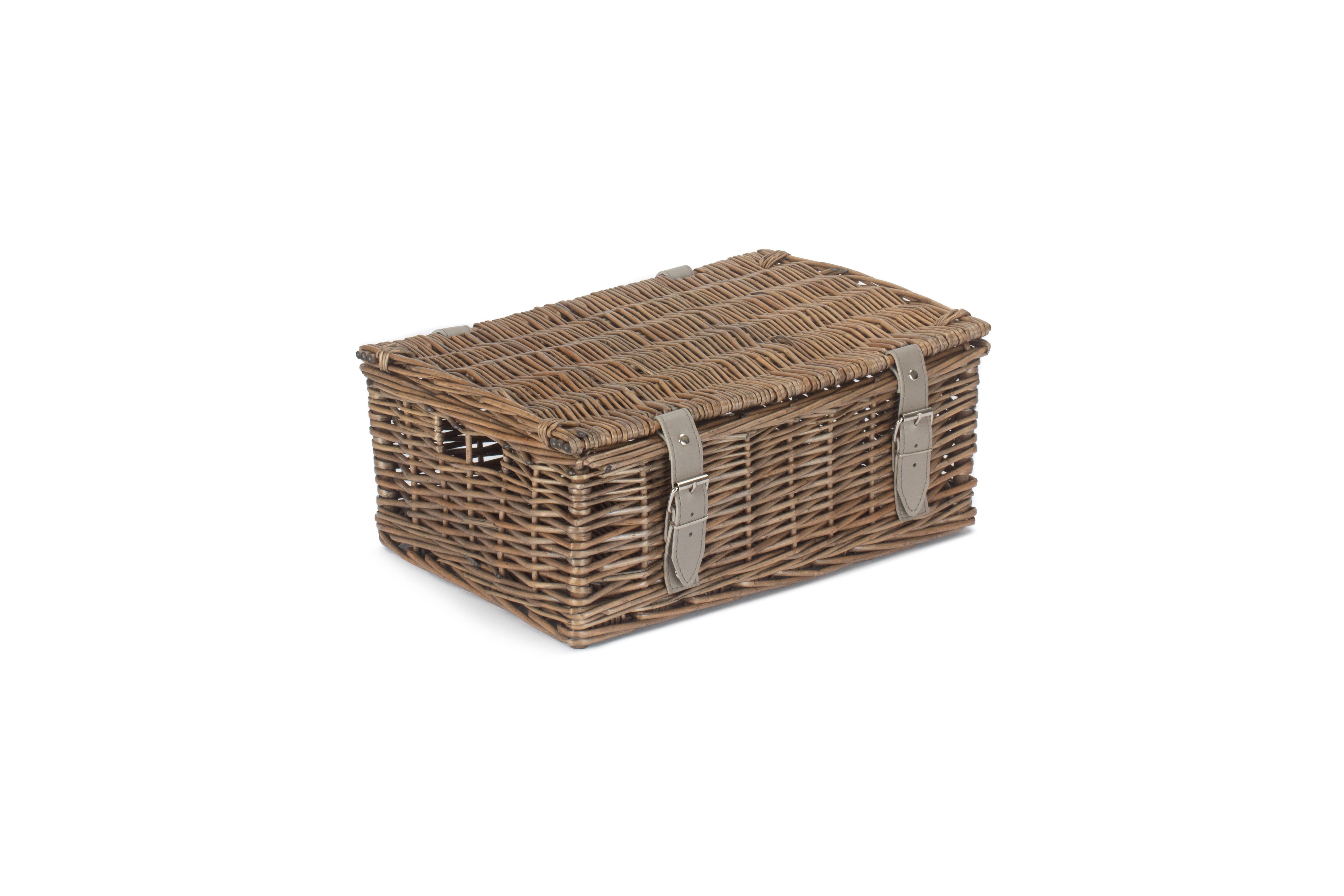 14 Inch Empty Wicker Hamper Basket - Antique Wash - Unlined - Empty Hampers