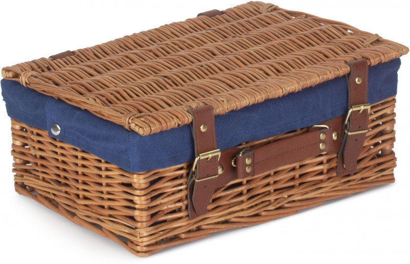 14" Light Steamed Hamper With Navy Blue Lining - Empty Hampers