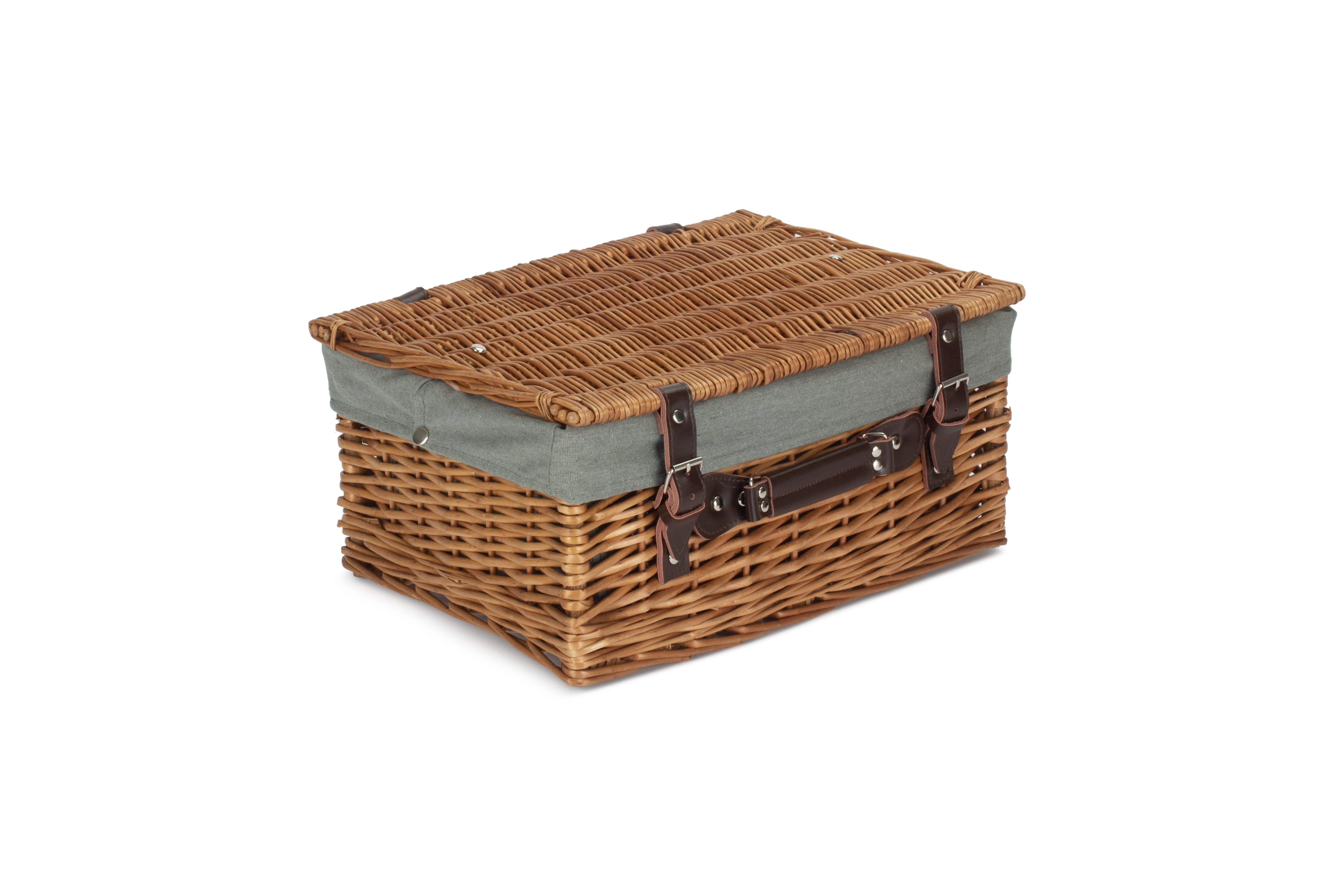 16" Double Steamed Hamper With Grey Sage Lining - Empty Hampers