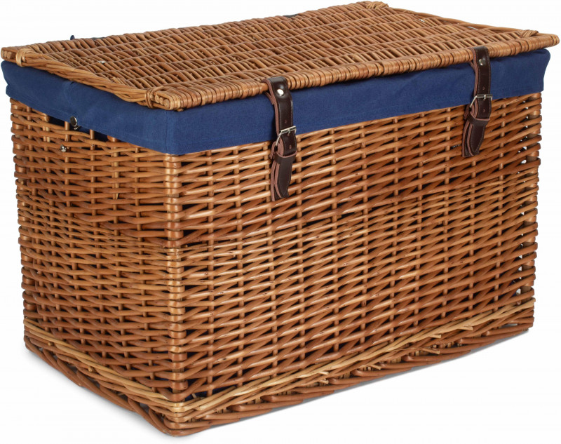 24" Double Steamed Chest Hamper With Navy Blue Lining - Storage Hampers