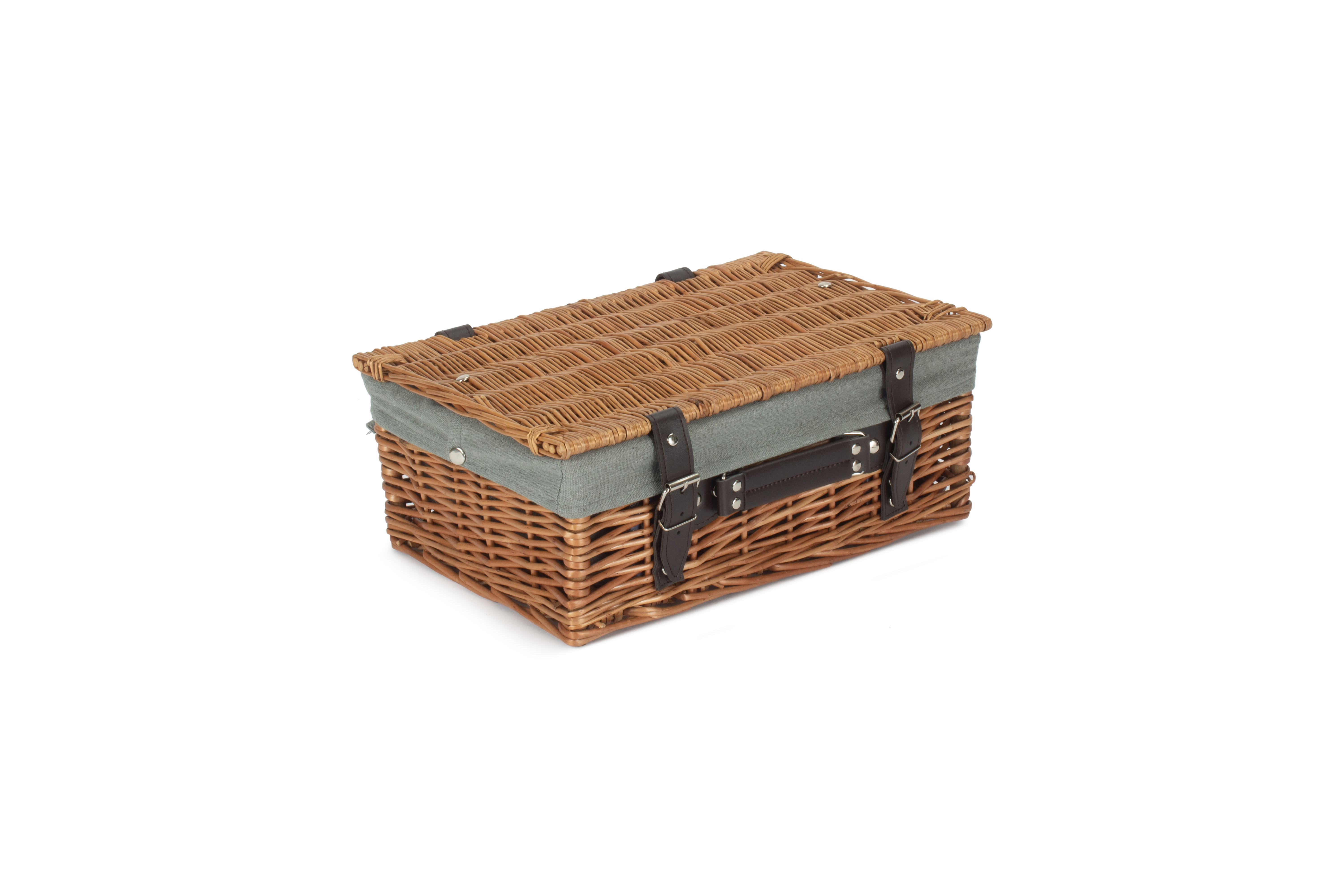 14" Double Steamed Hamper With Grey Sage Lining - Empty Hampers