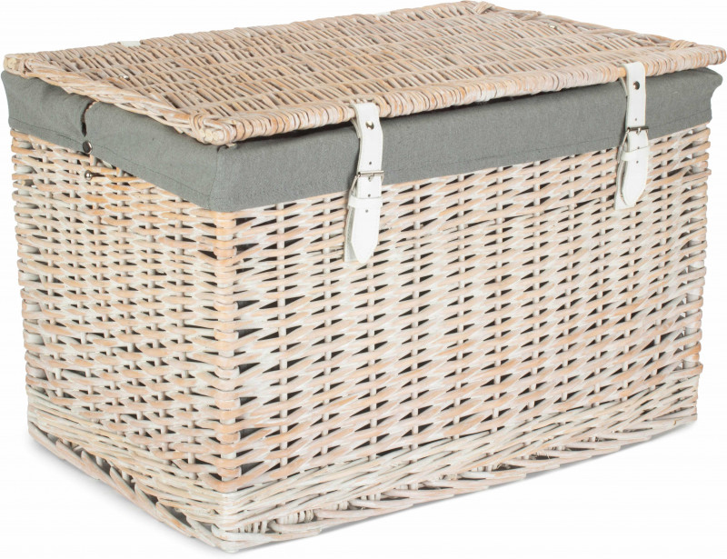 24" White Wash Chest Hamper With Grey Sage Lining - Empty Hampers