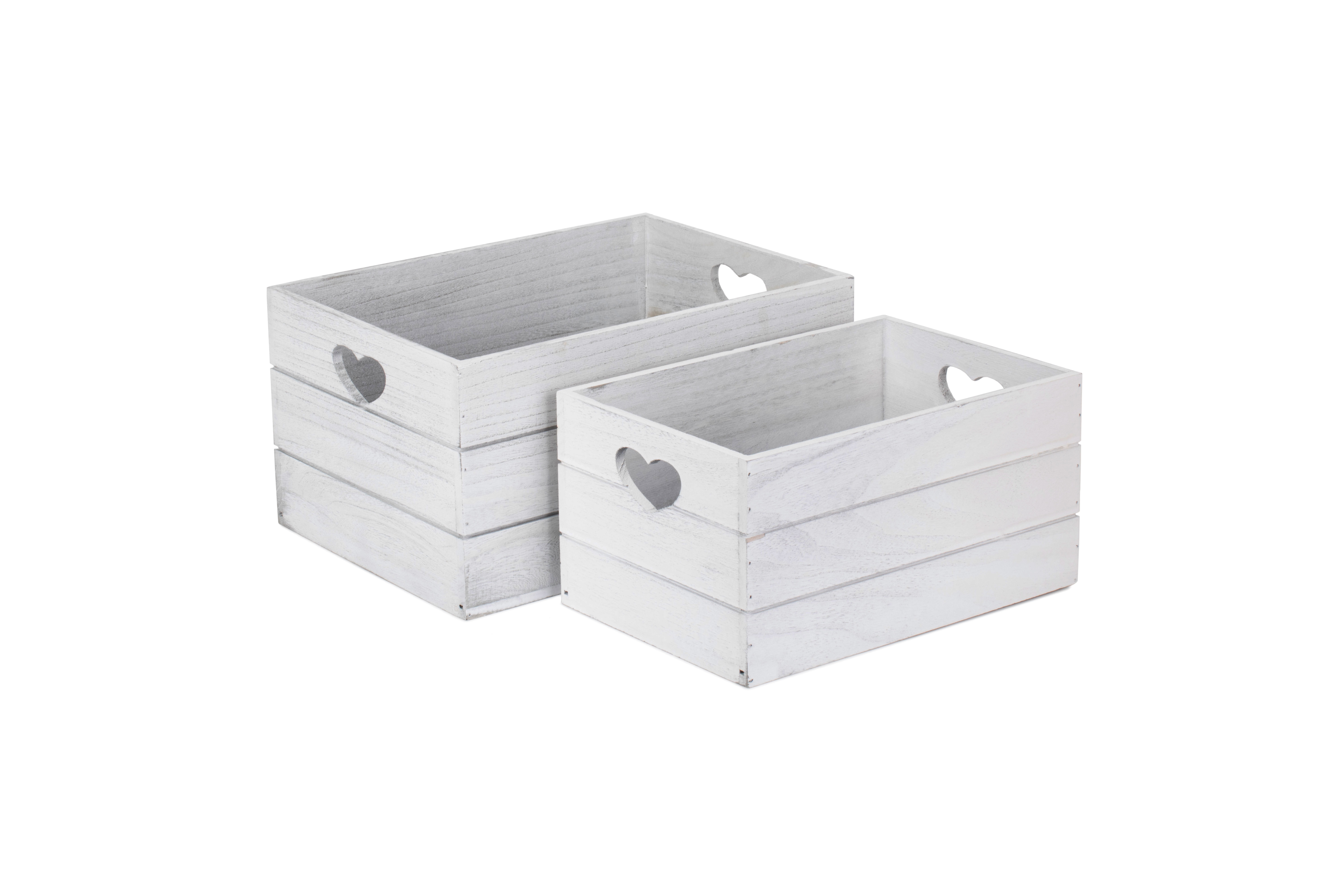 Vintage Heart Cut-out Crate Set 2 - Wooden Boxes & Crates