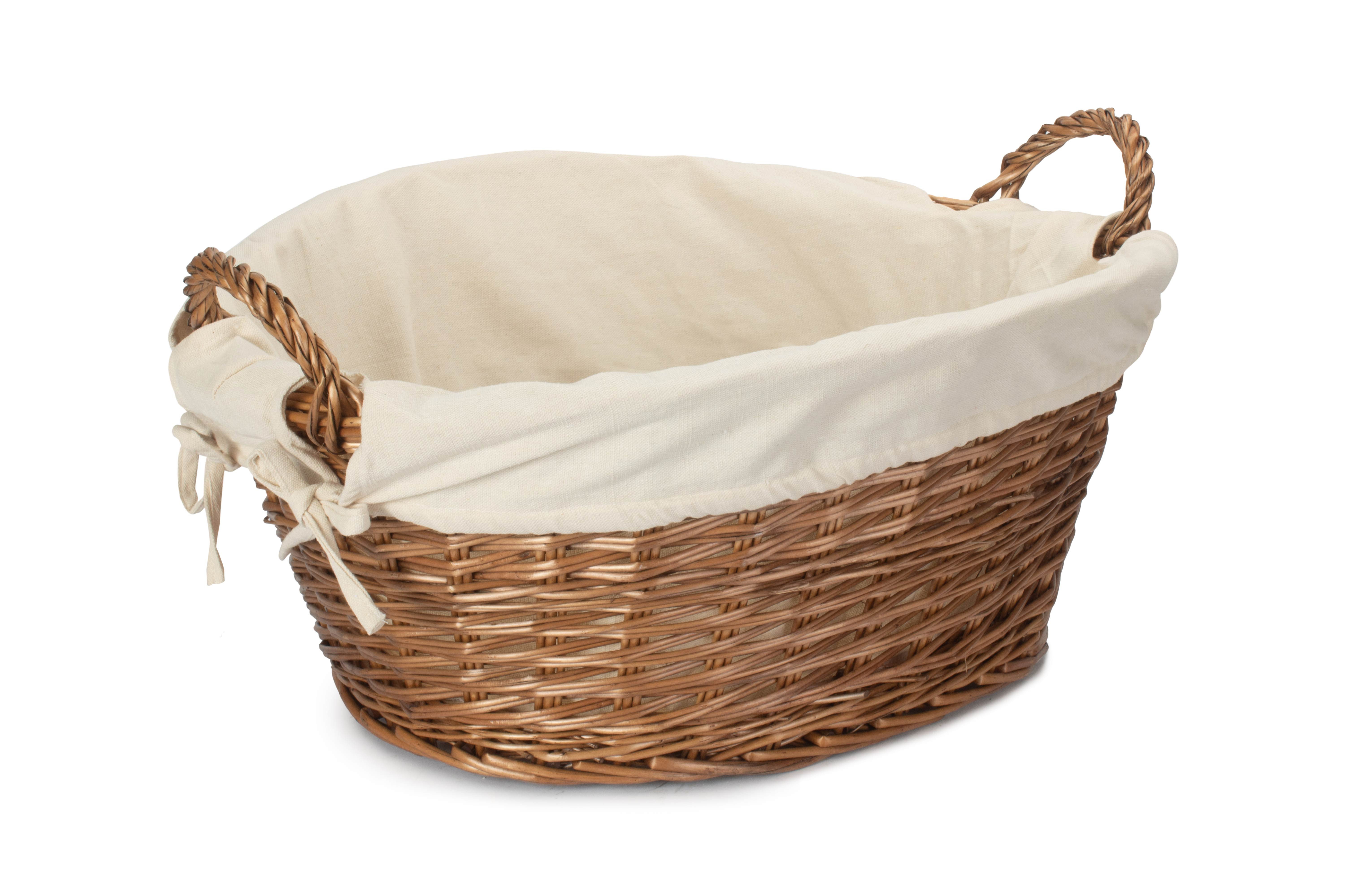 Light Steamed Wash Basket With White Lining - Homeware